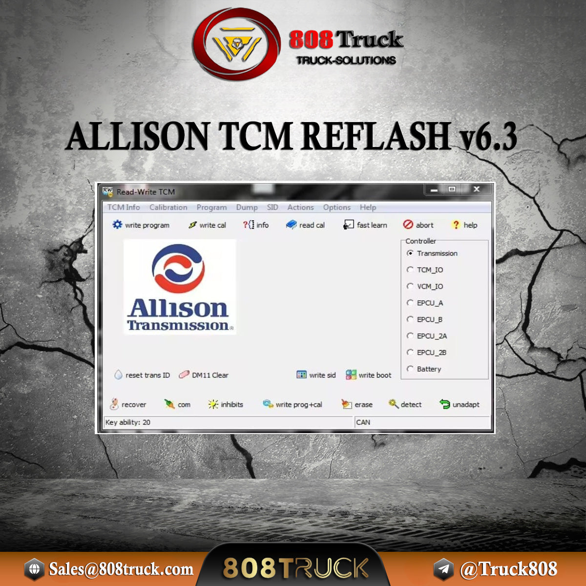 ALLISON TCM REFLASH v6.3| 808TRUCKS 🎯