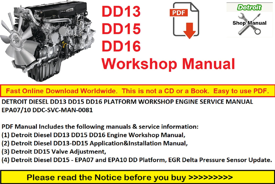 DETROIT DIESEL DD13 DD15 DD16 ENGINE EPA07/10 Repair Workshop| 808TRUCKS 🎯