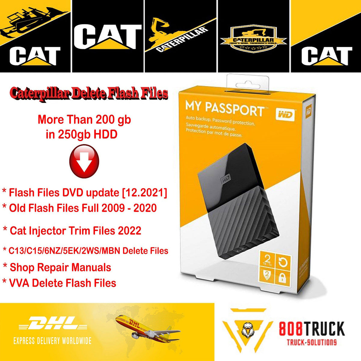 Caterpillar C13/C15/6NZ/5EK/2WS/VVA Delete Files & More in 250GB HDD ...