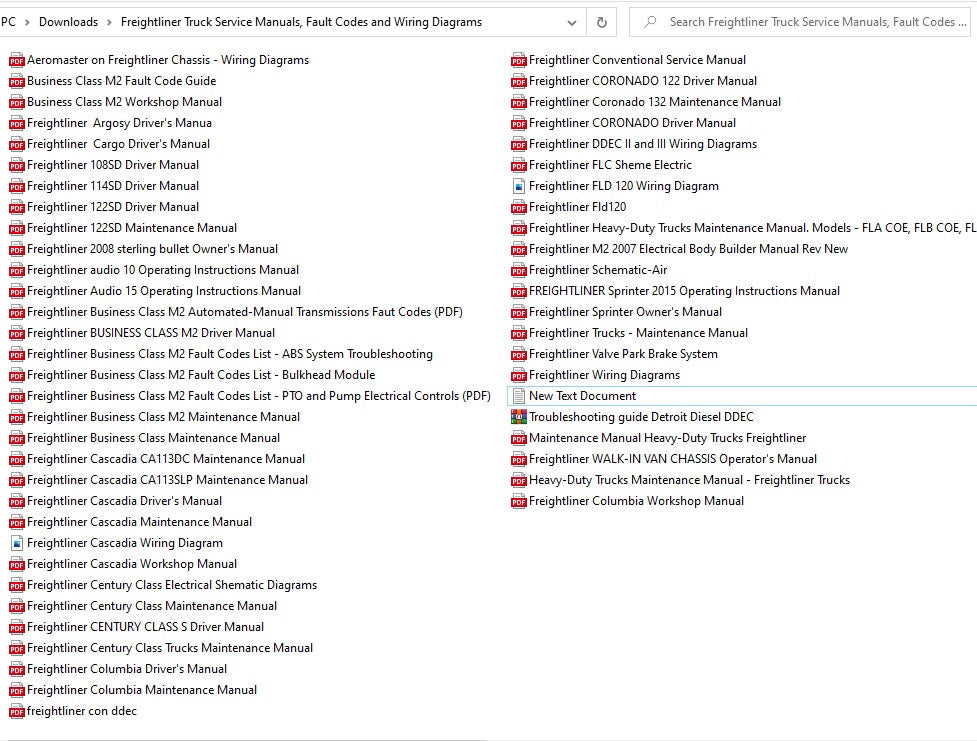 Freightliner Truck Service Manuals, Fault Codes and Wiring Diagrams ...